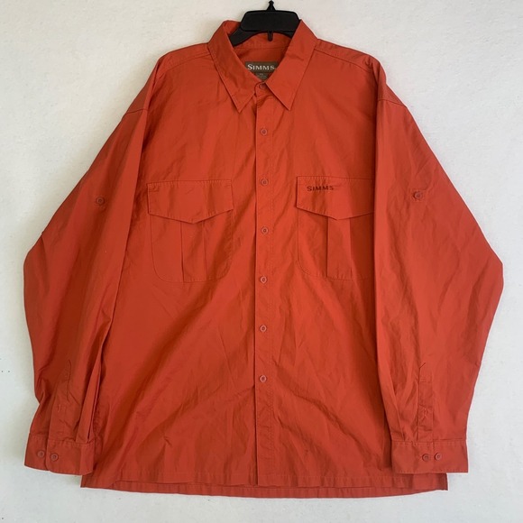 Simms | Shirts | Simms Fishing Shirt Mens Xxl Orange Long Sleeve Roll ...